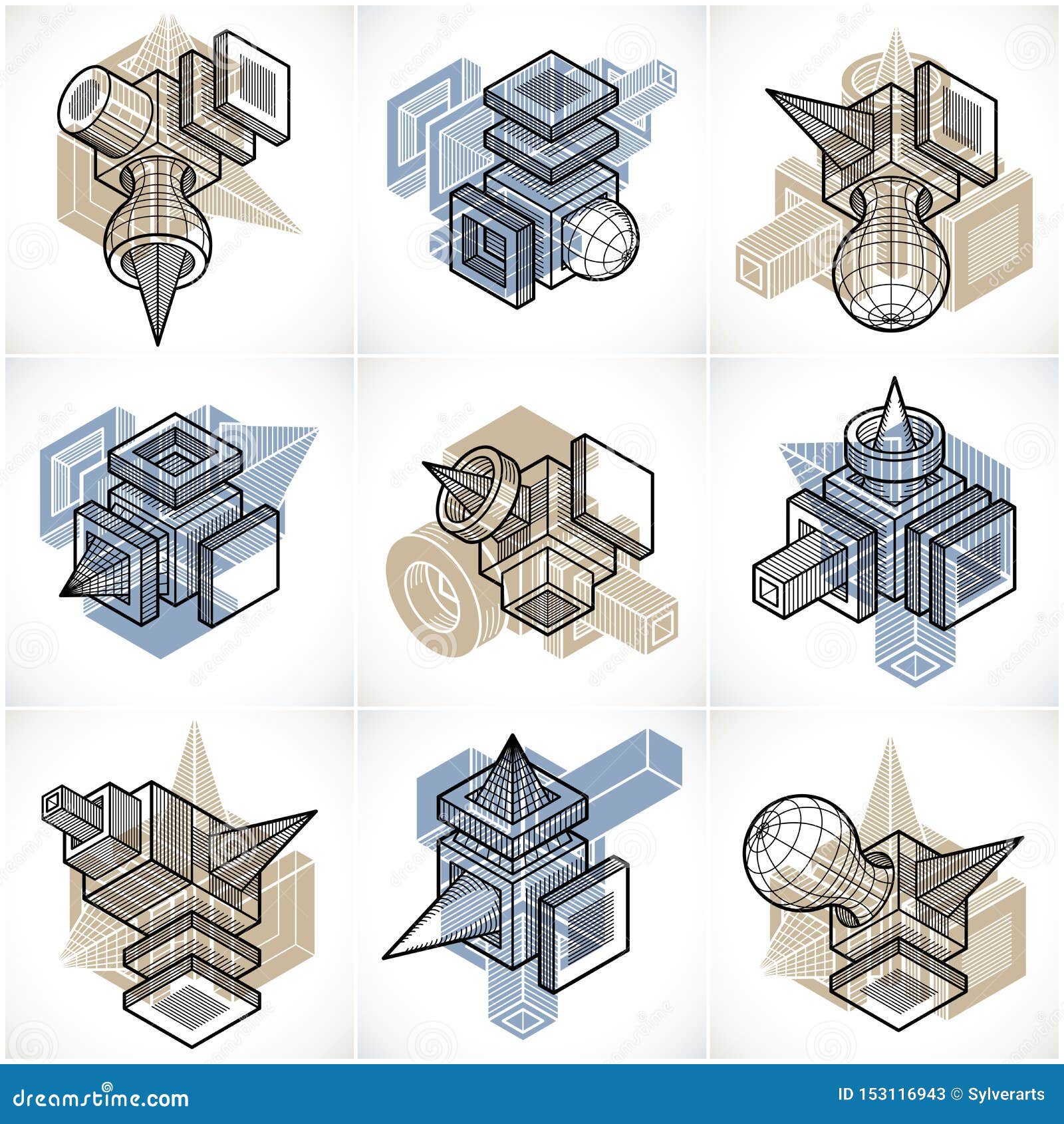 3D Designs, Set of Abstract Vector Stock Vector - Illustration of shape ...