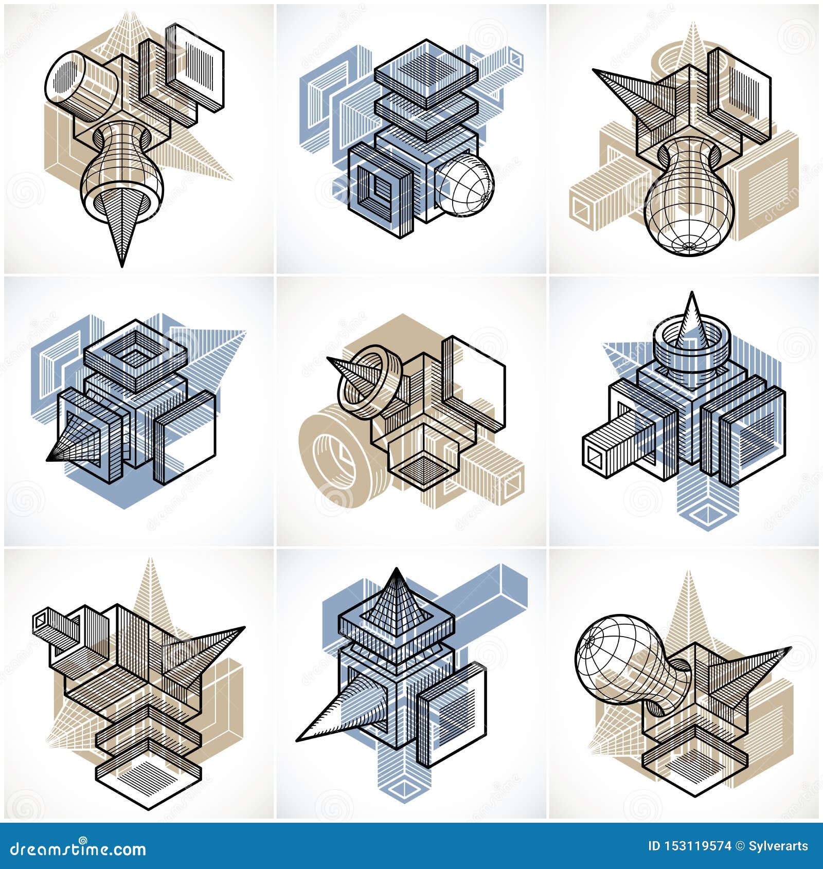 3D Designs, Set of Abstract Vector Stock Vector - Illustration of ...