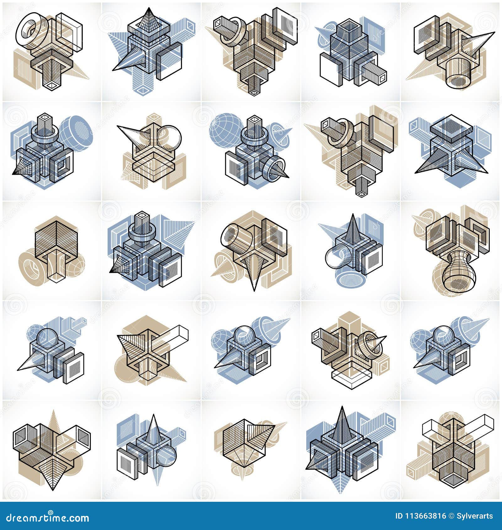 3D Designs, Set of Abstract Vector Shapes. Stock Vector - Illustration ...