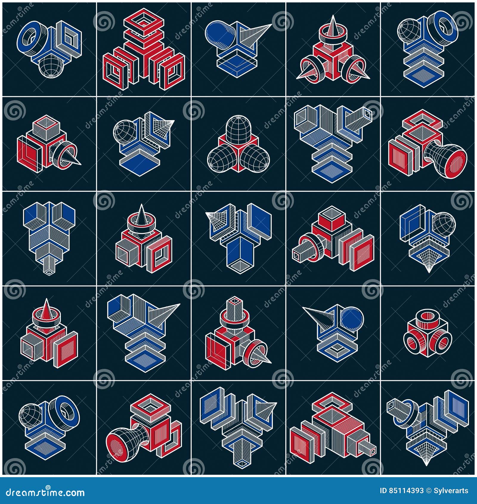 3D Designs, Set of Abstract Vector Shapes. Stock Vector - Illustration ...