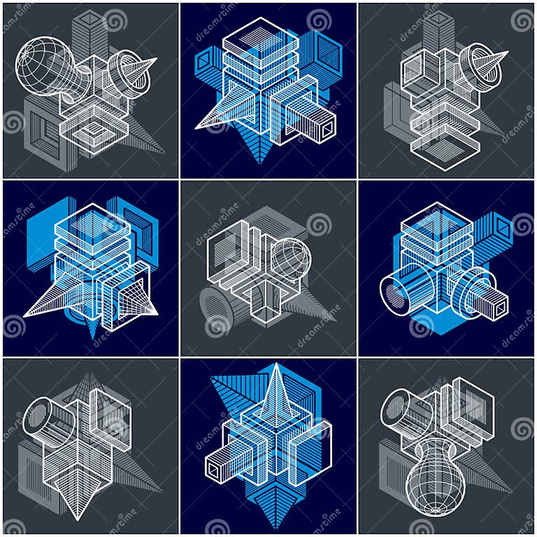 3D Designs, Set of Abstract Vector Shapes. Stock Vector - Illustration ...