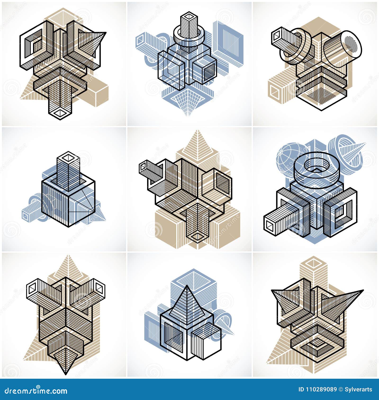 3D Designs, Set of Abstract Vector Shapes. Stock Vector - Illustration ...