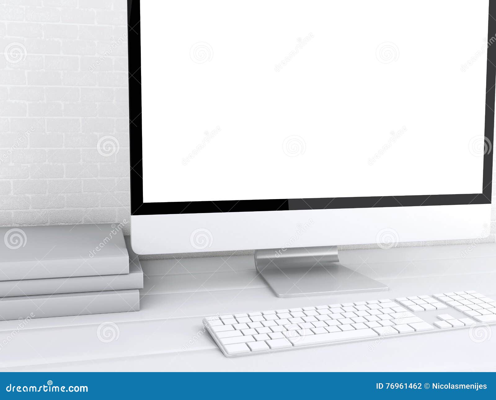 3d Desktop with Computer. Mock Up Stock Illustration - Illustration of ...
