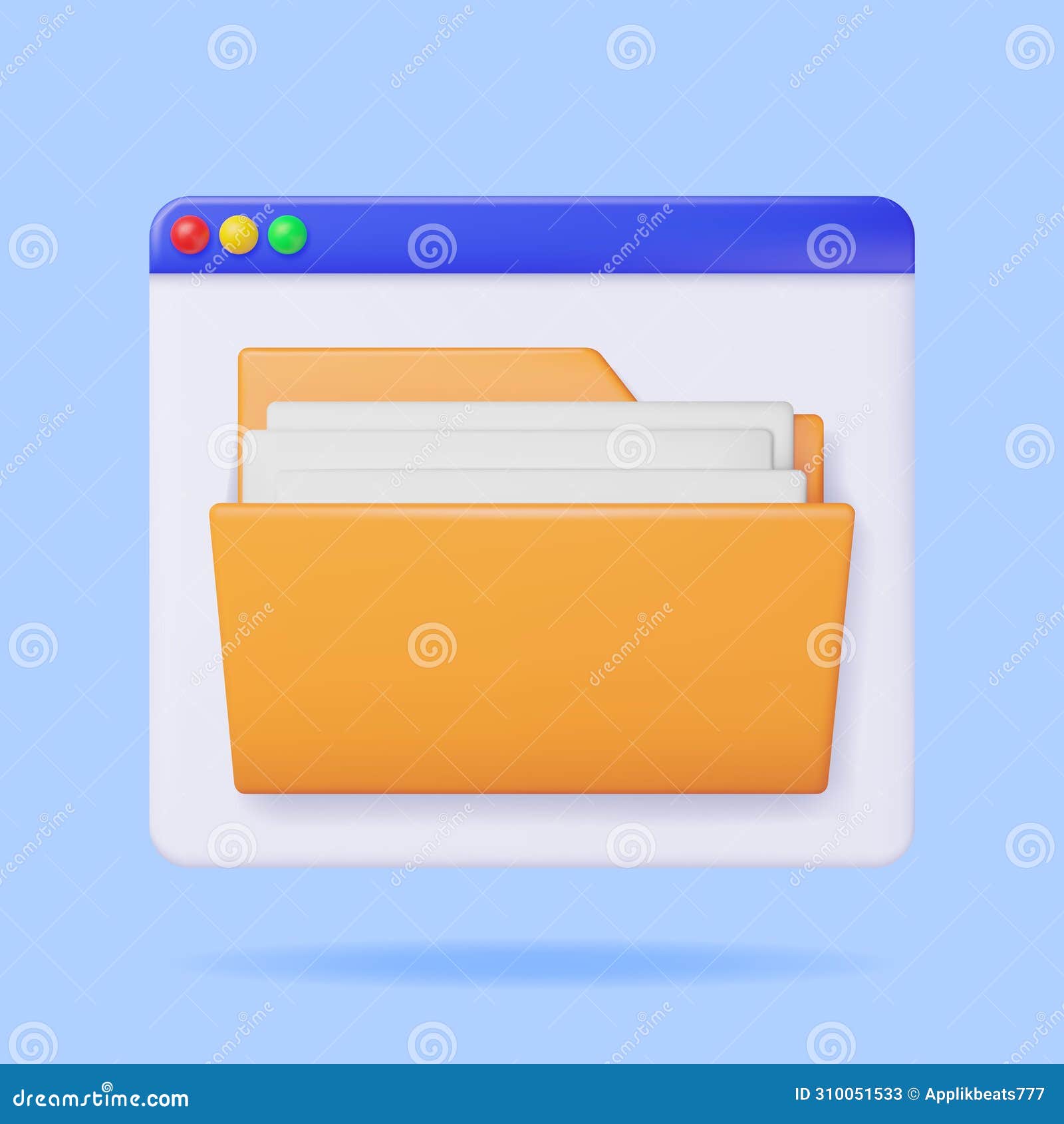 3D Desktop Interface Window with File Folder Stock Vector ...