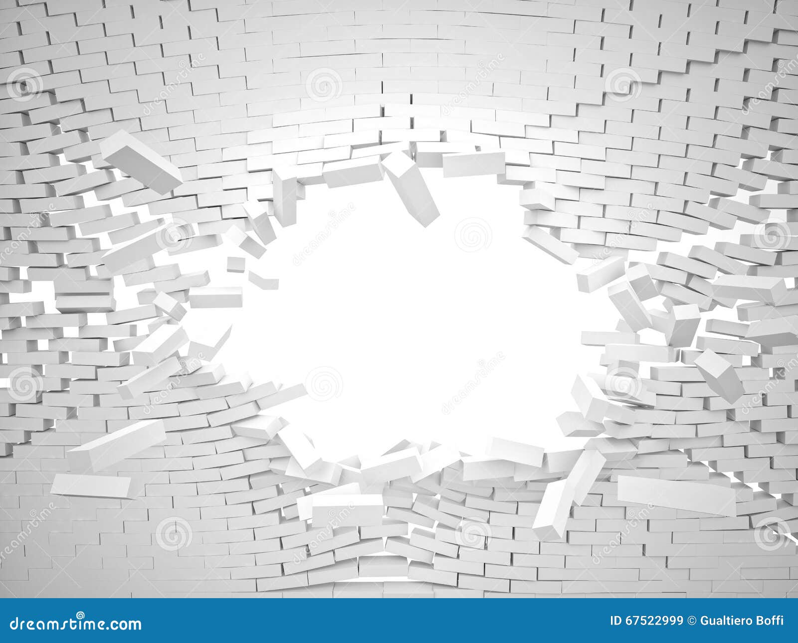 3d destroy brick wall stock illustration. Illustration of wall - 67522999
