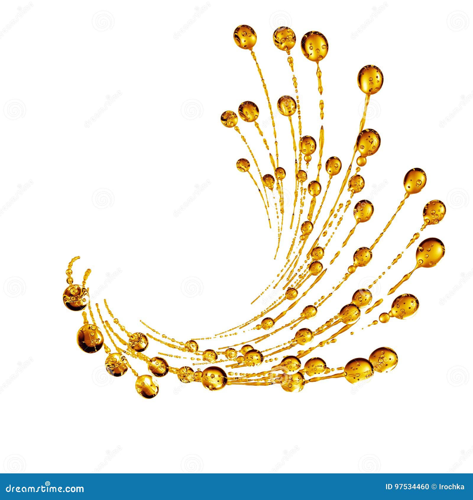 3D Detailed Illustration of a Drop of Water Gold Color. Stock ...