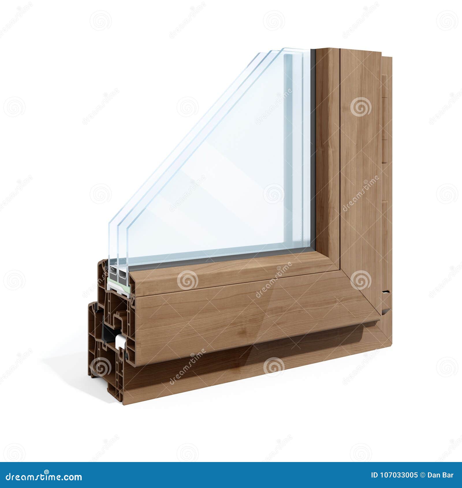 3d Detailed Window Frame Profile Section Stock Illustration ...