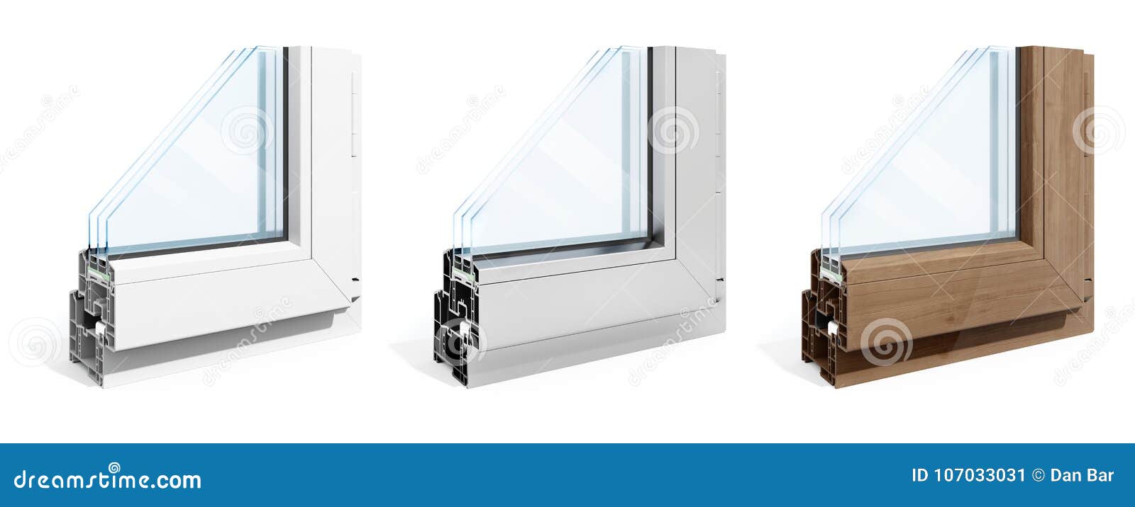 3d Detailed Window Frame Profile Section Stock Illustration ...