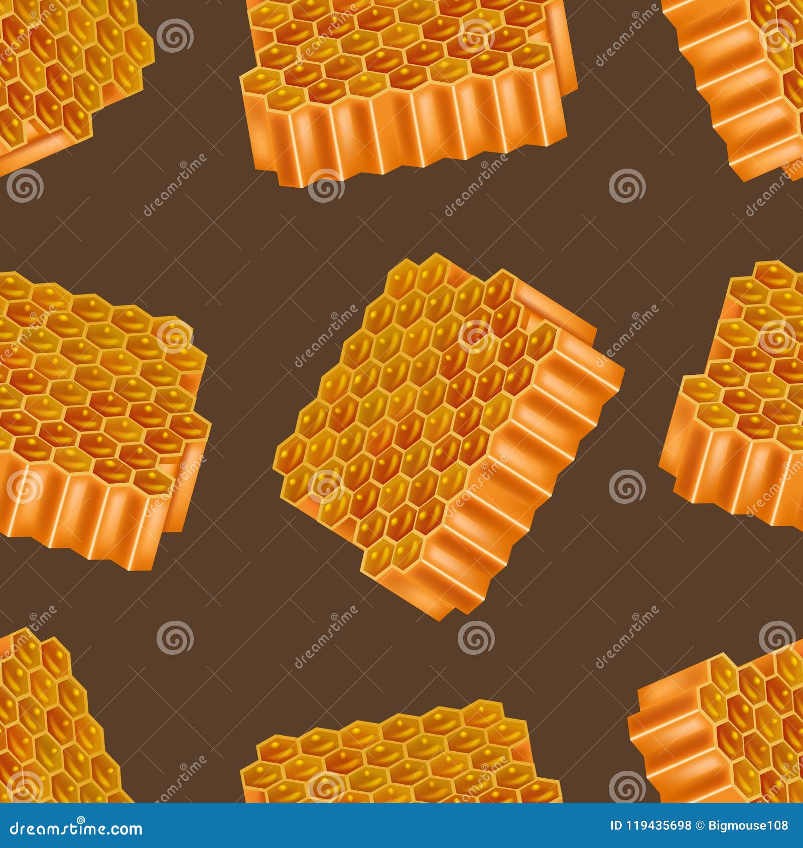 3d Detallado Realista Honey Combs Seamless Pattern Background Vector ...