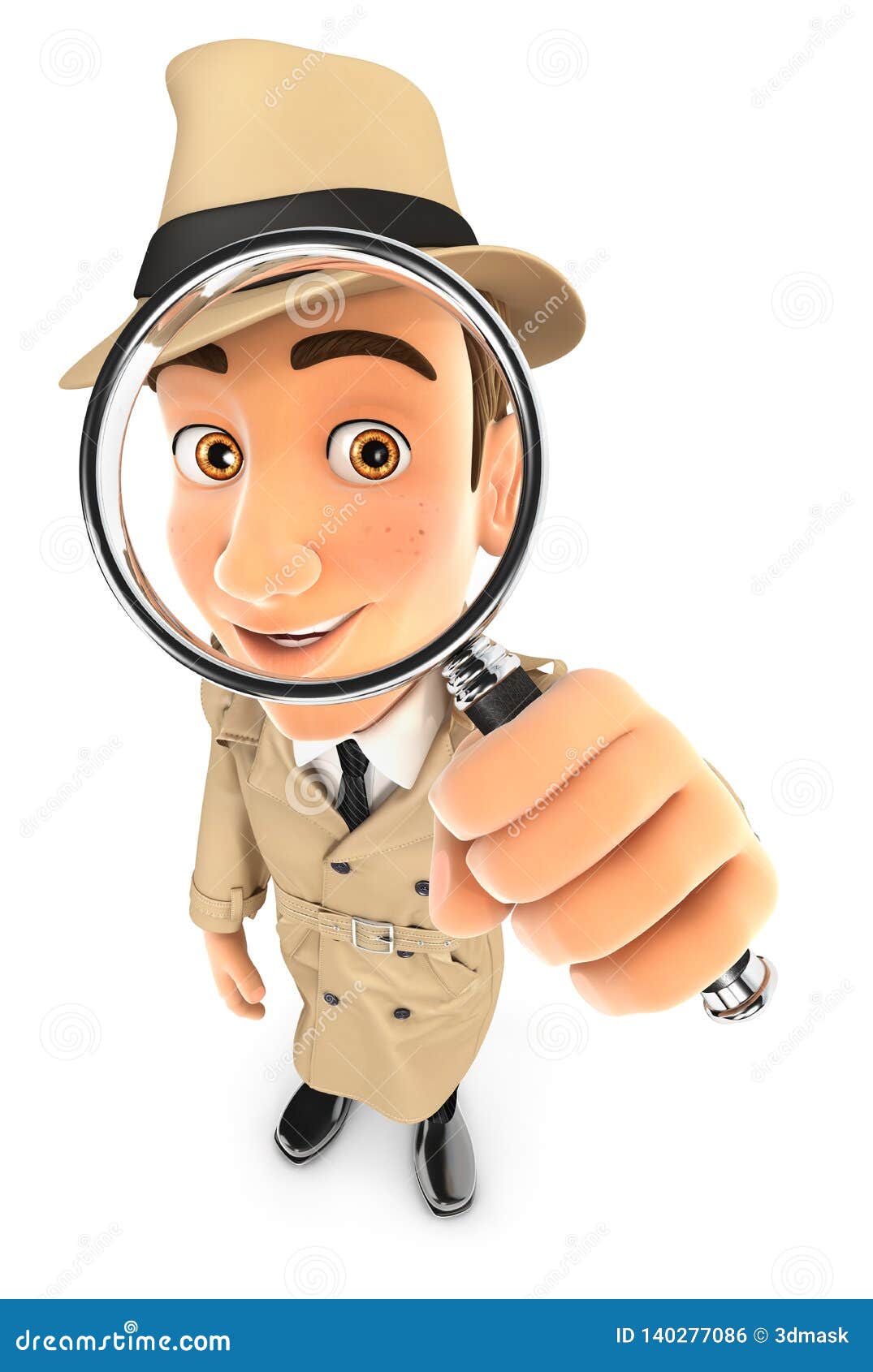 Boy Detective Looking Through Magnifying Glass Cartoon Vector ...
