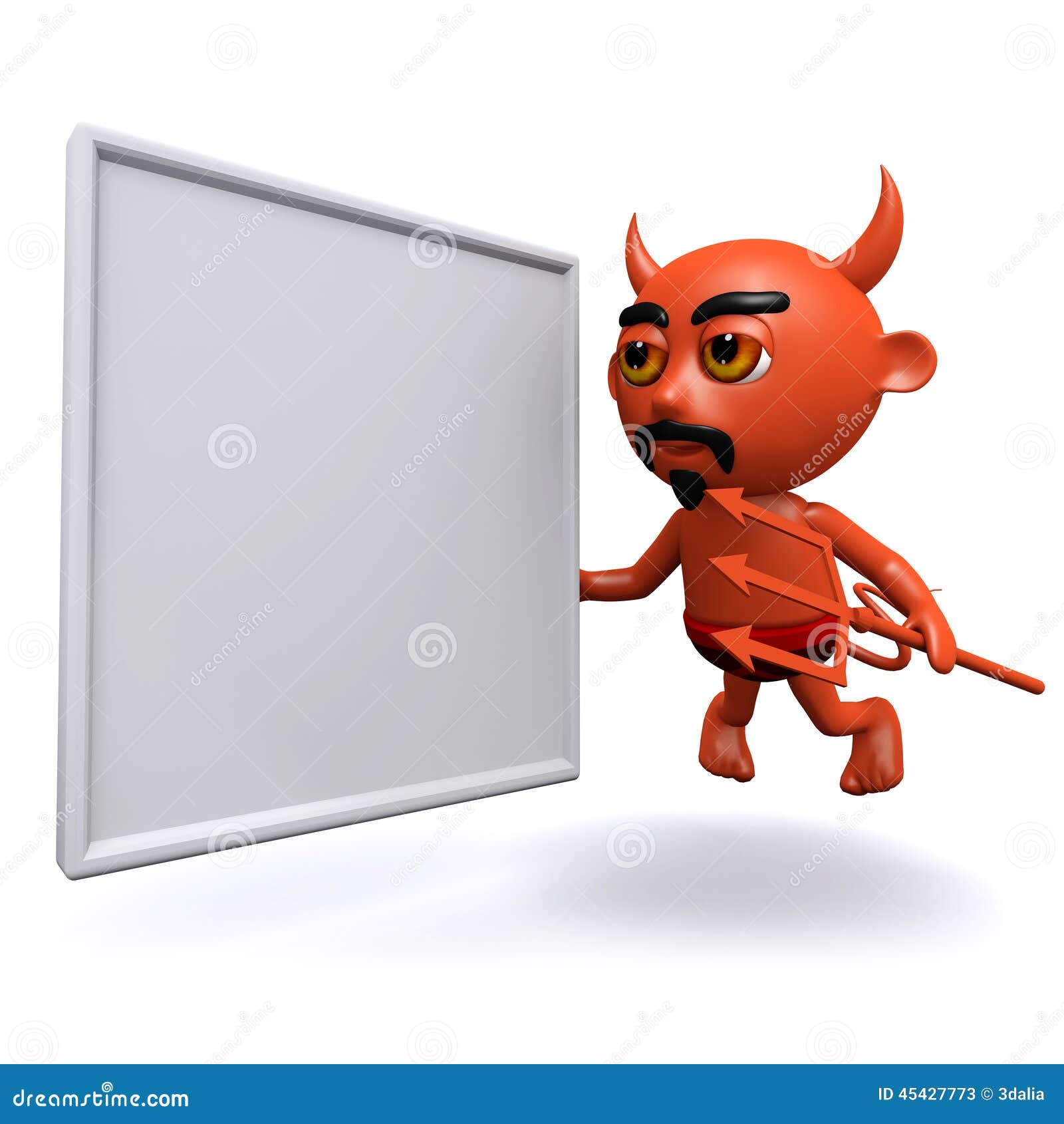 3d Devil with a Blank Banner Stock Illustration - Illustration of ...