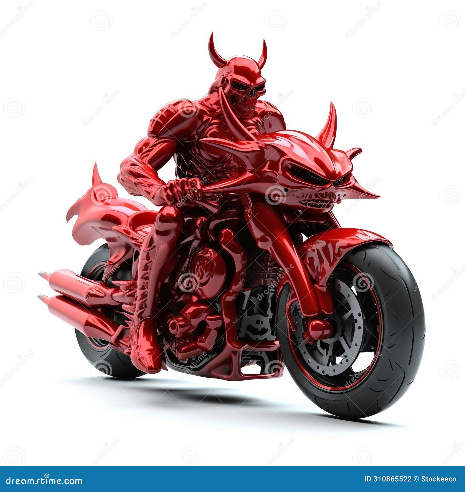 3d Devil on Motorcycle in Full Body Isolated on White Background Stock ...