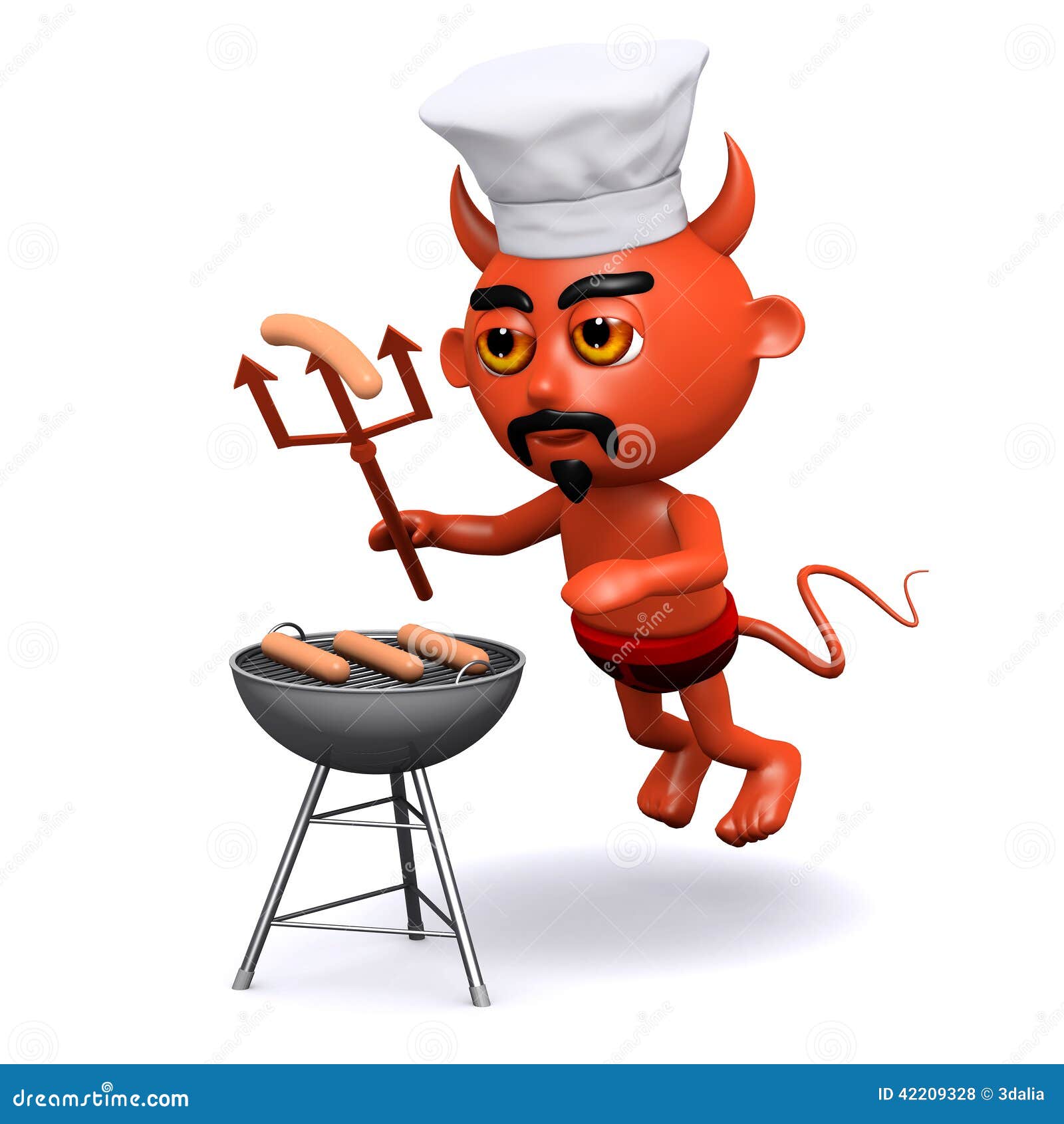 3d Devil has a barbecue stock illustration. Illustration of wicked ...