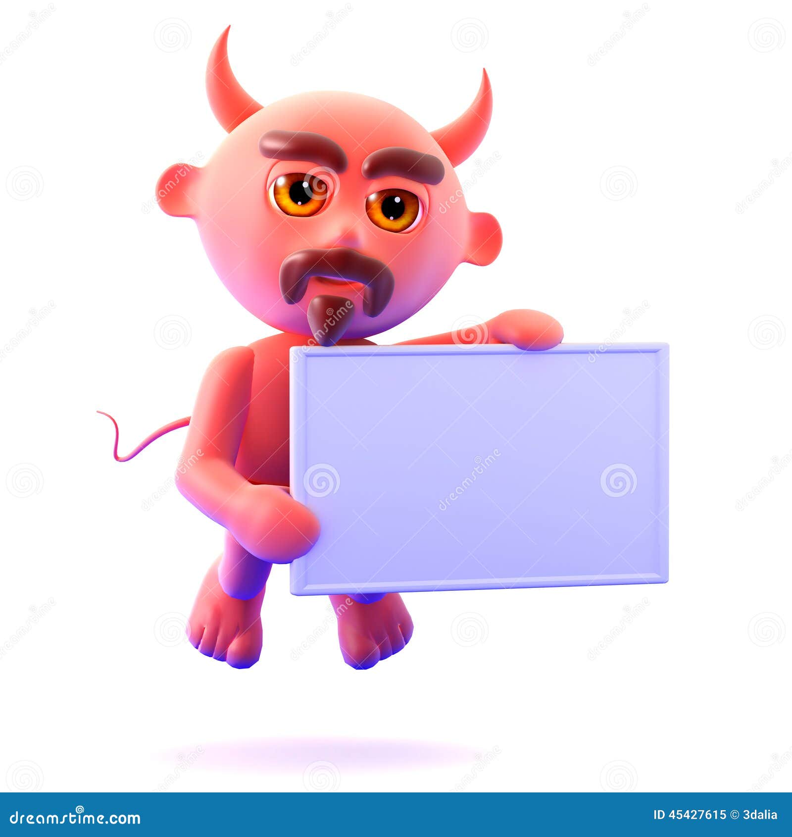 3d Devil Holding a Blank Banner Stock Illustration - Illustration of ...