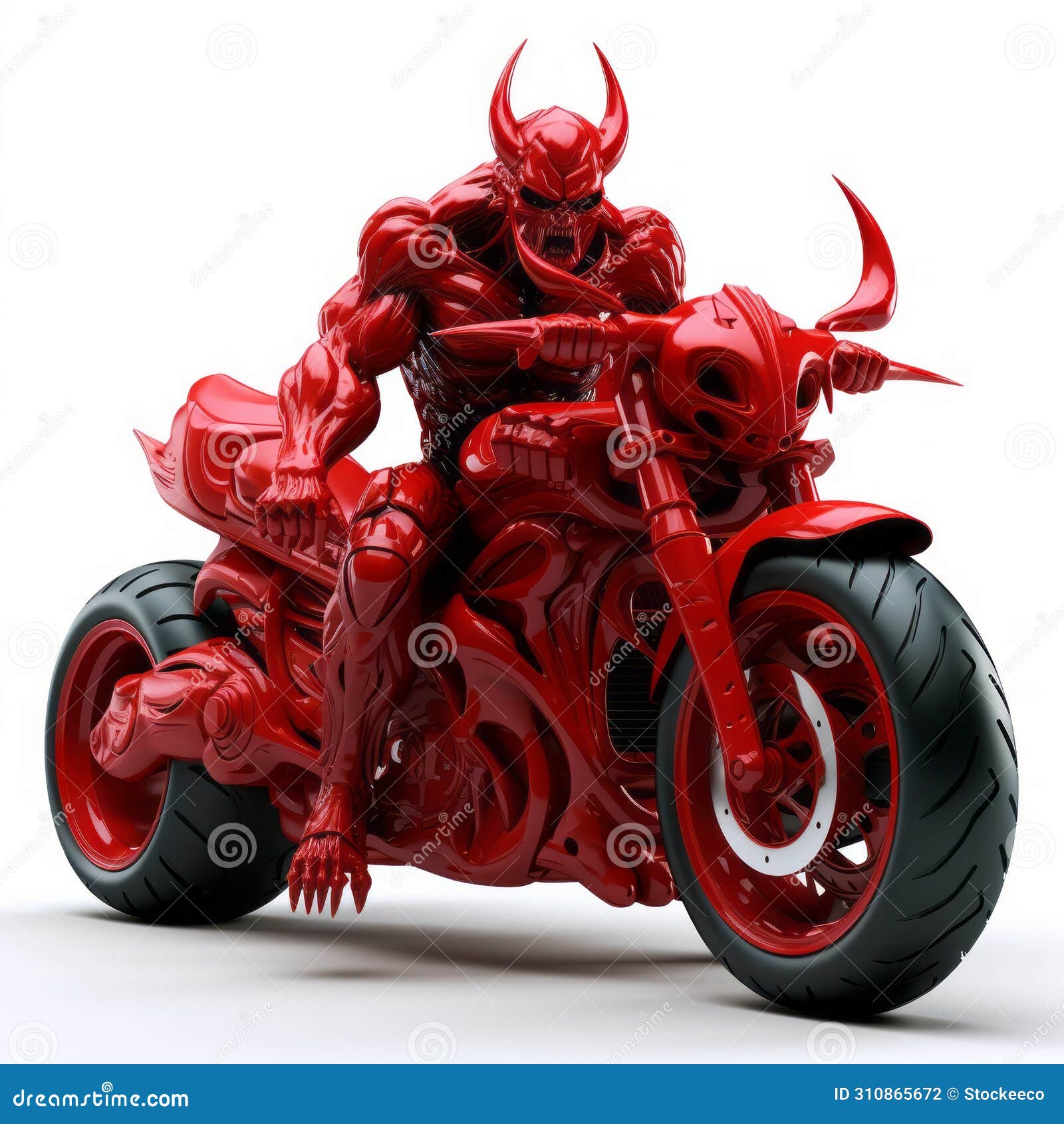 3d Devil on Motorcycle Isolated on White Background, Full Body Render ...