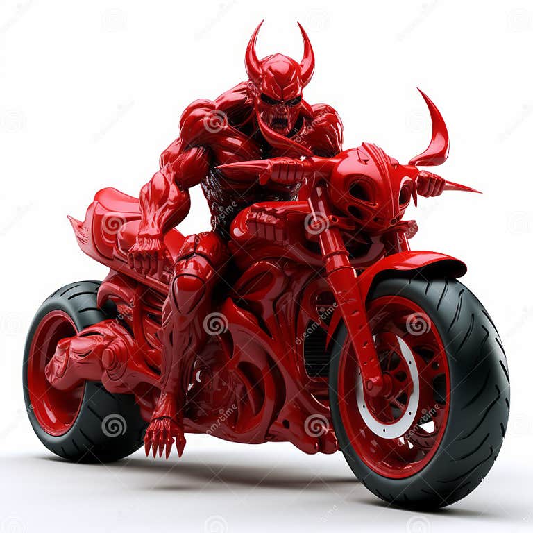 3d Devil on Motorcycle Isolated on White Background, Full Body Render ...