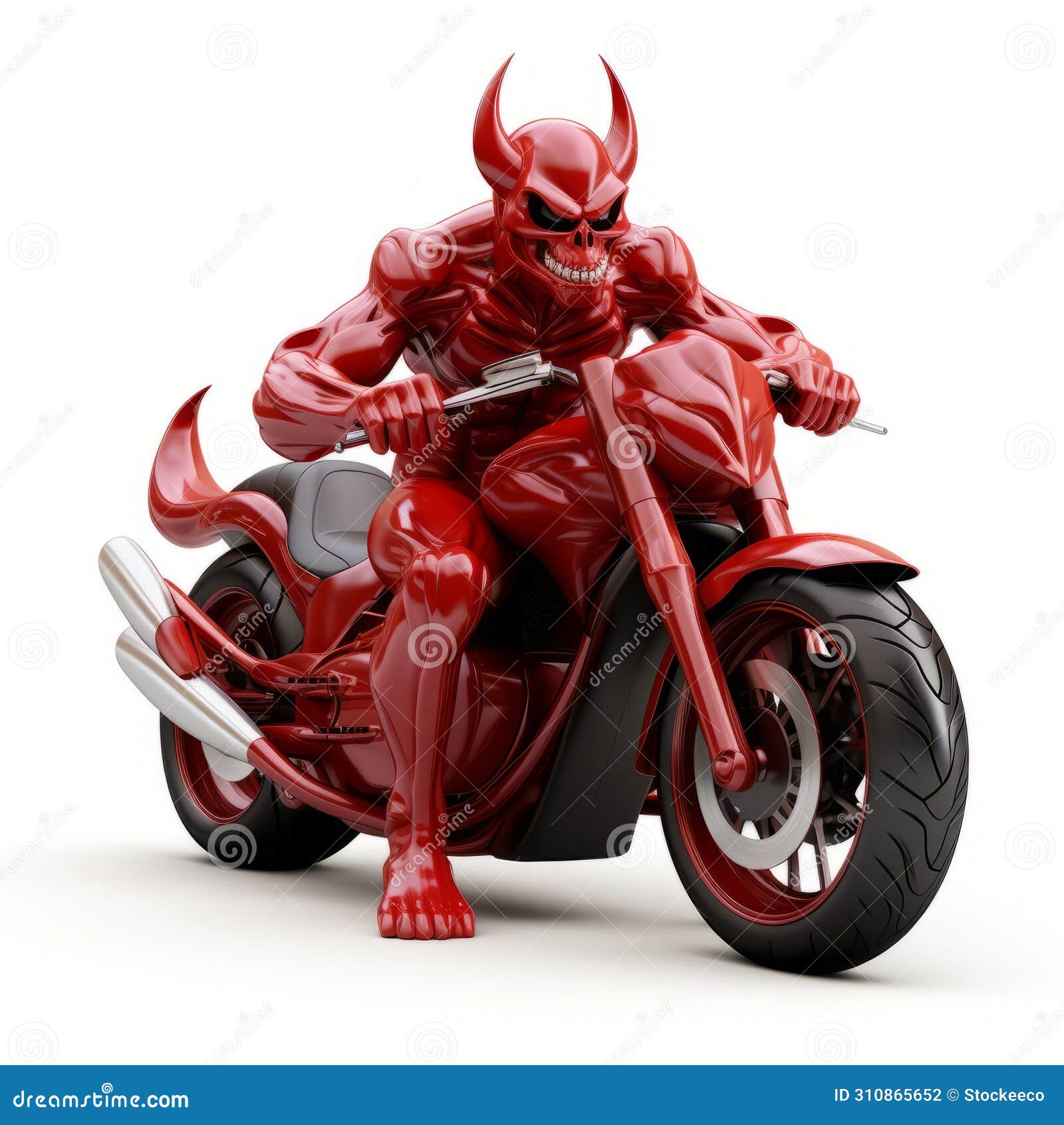 3d Devil Sitting on Motorcycle Isolated on White Background Full Body ...