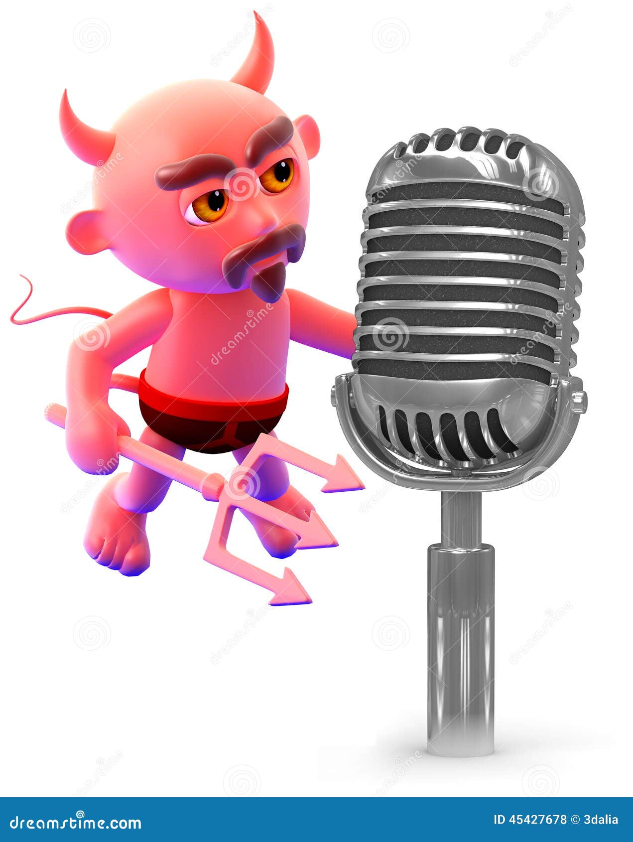 3d Devil with a Retro Microphone Stock Illustration - Illustration of ...
