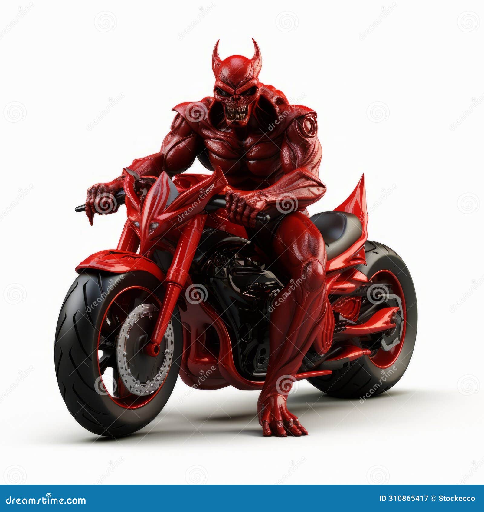 3d Devil Riding Motorcycle Isolated on White Background Full Body Stock ...