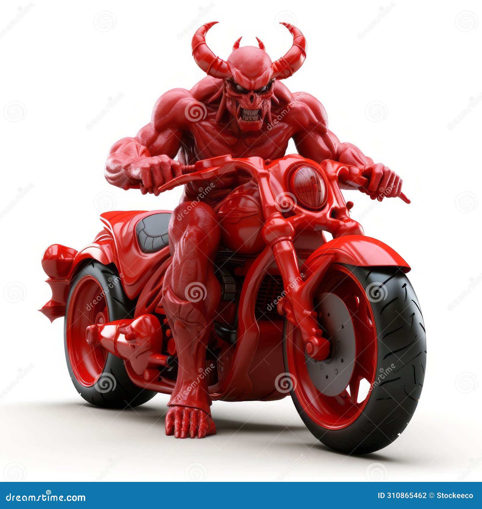 3d Devil Sitting on Motorcycle Full Body Isolated on White Background ...