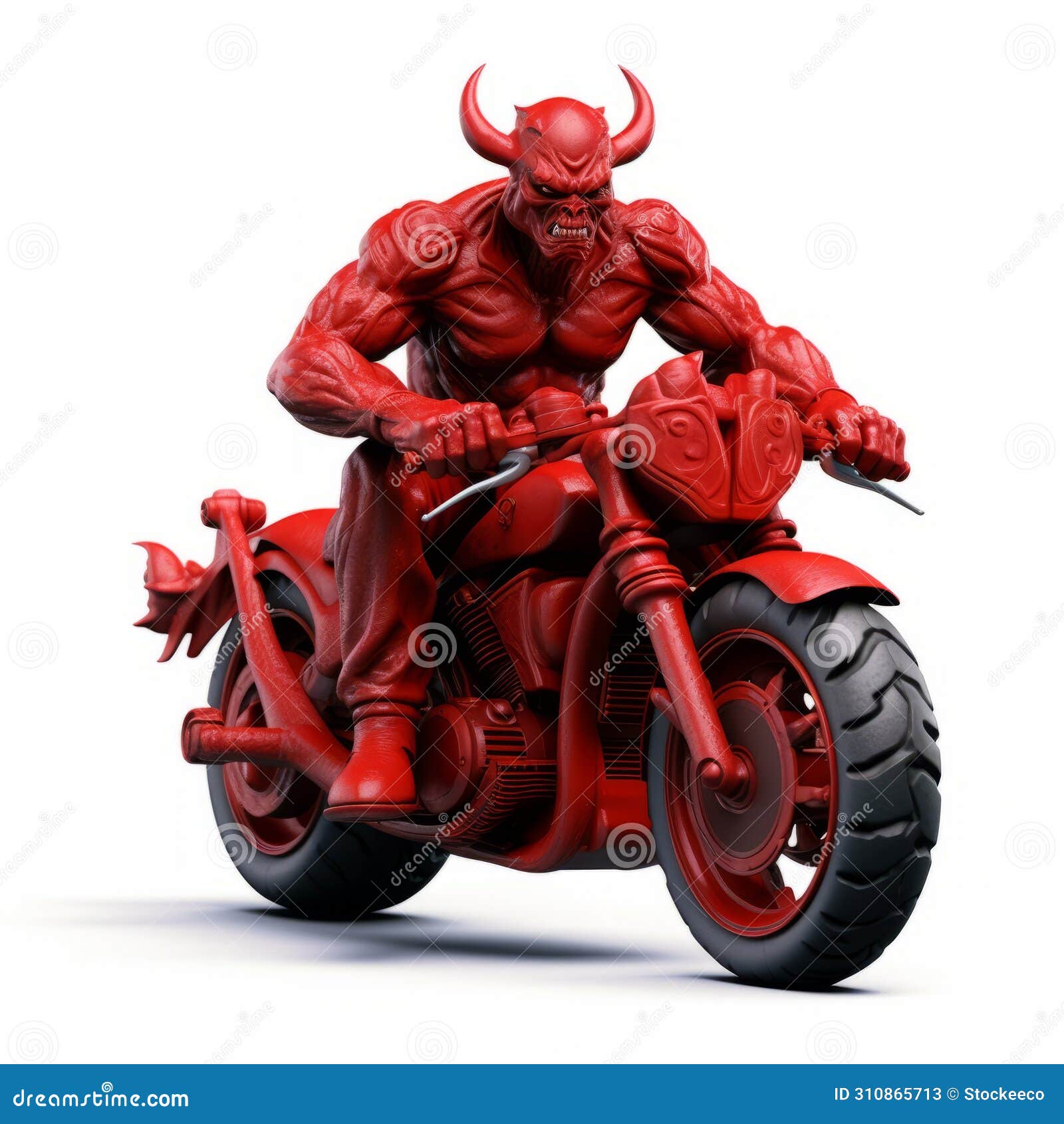 3d Devil Sitting on Motorcycle Isolated on White Background Stock ...