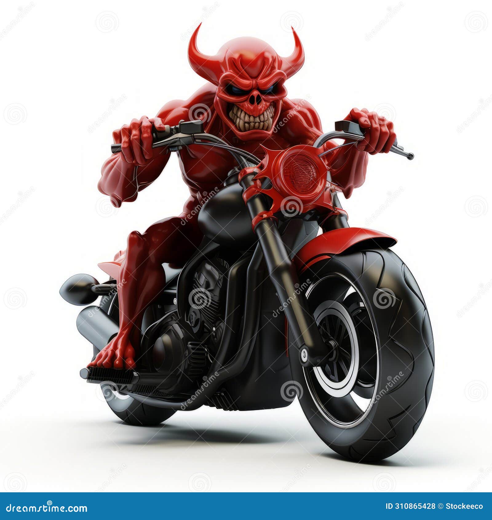 Devil With Motorcycle Engine Vector Illustration | CartoonDealer.com ...