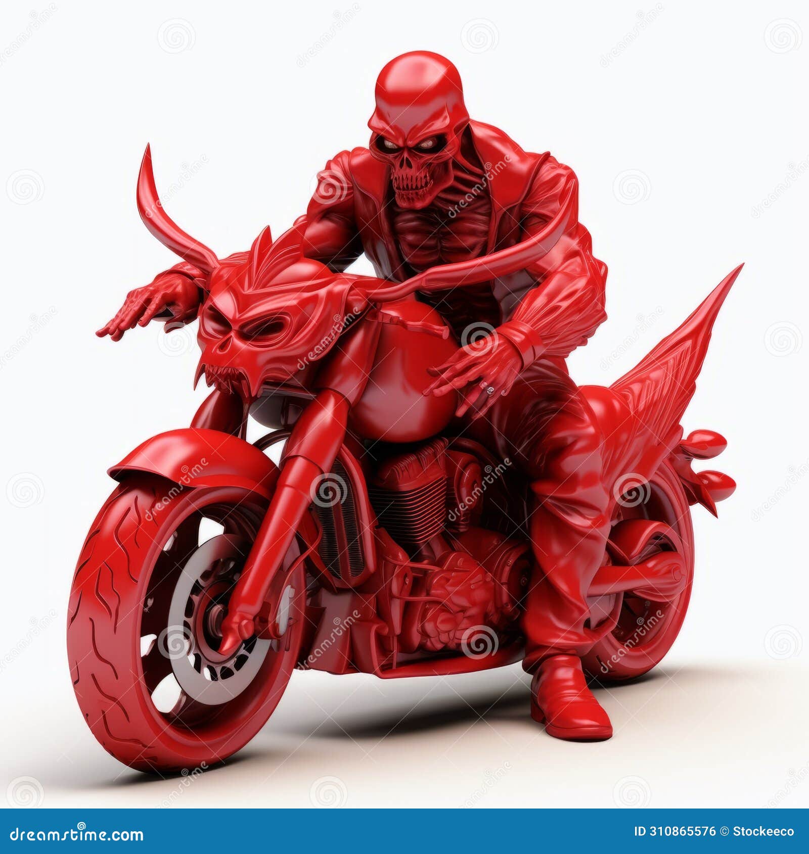 3d Devil Sitting on Motorcycle, Isolated on White Background Stock ...