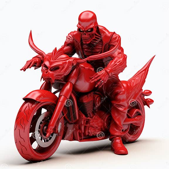 3d Devil Sitting on Motorcycle, Isolated on White Background Stock ...