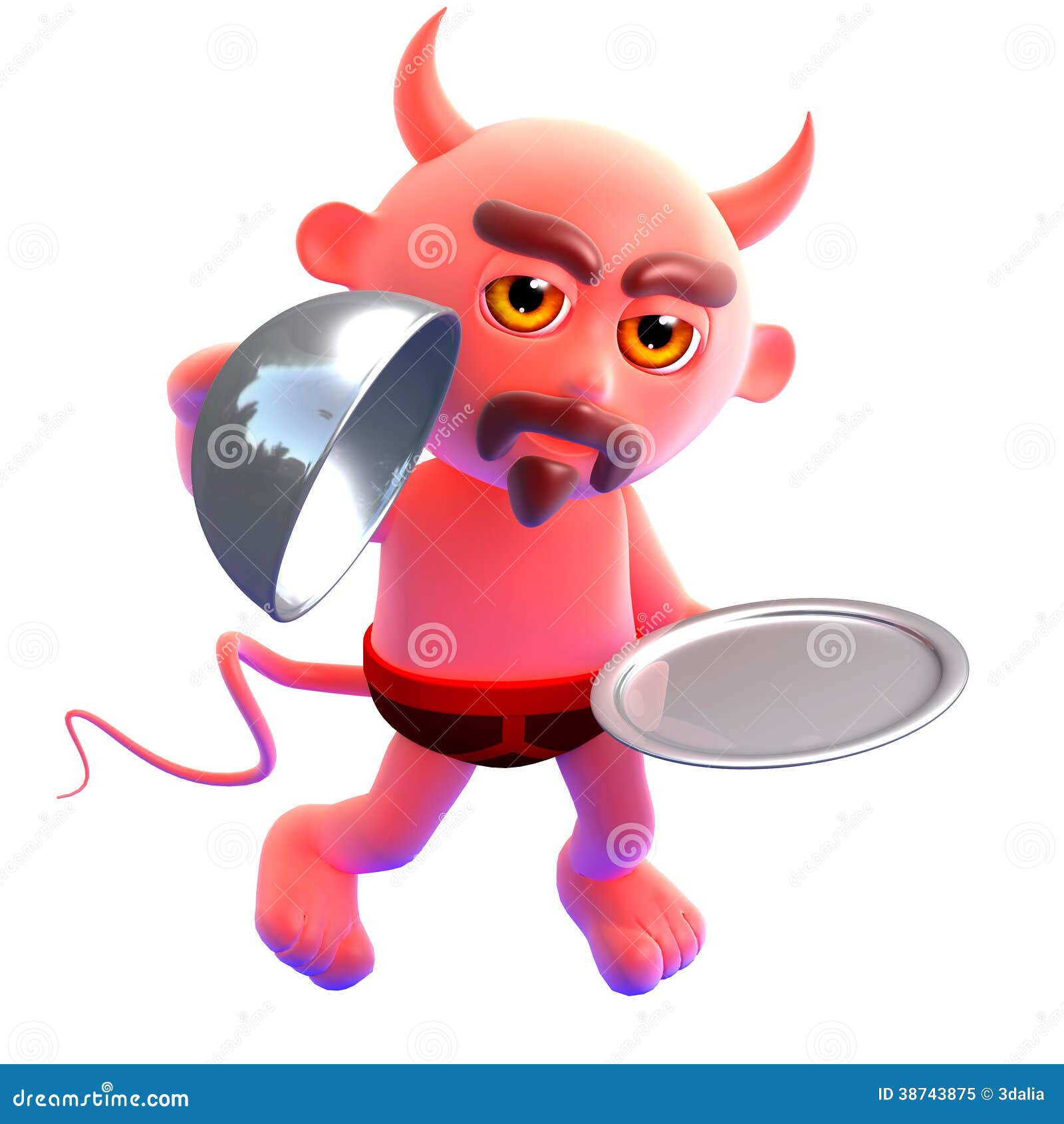3d Devil waiter stock illustration. Illustration of funny - 38743875