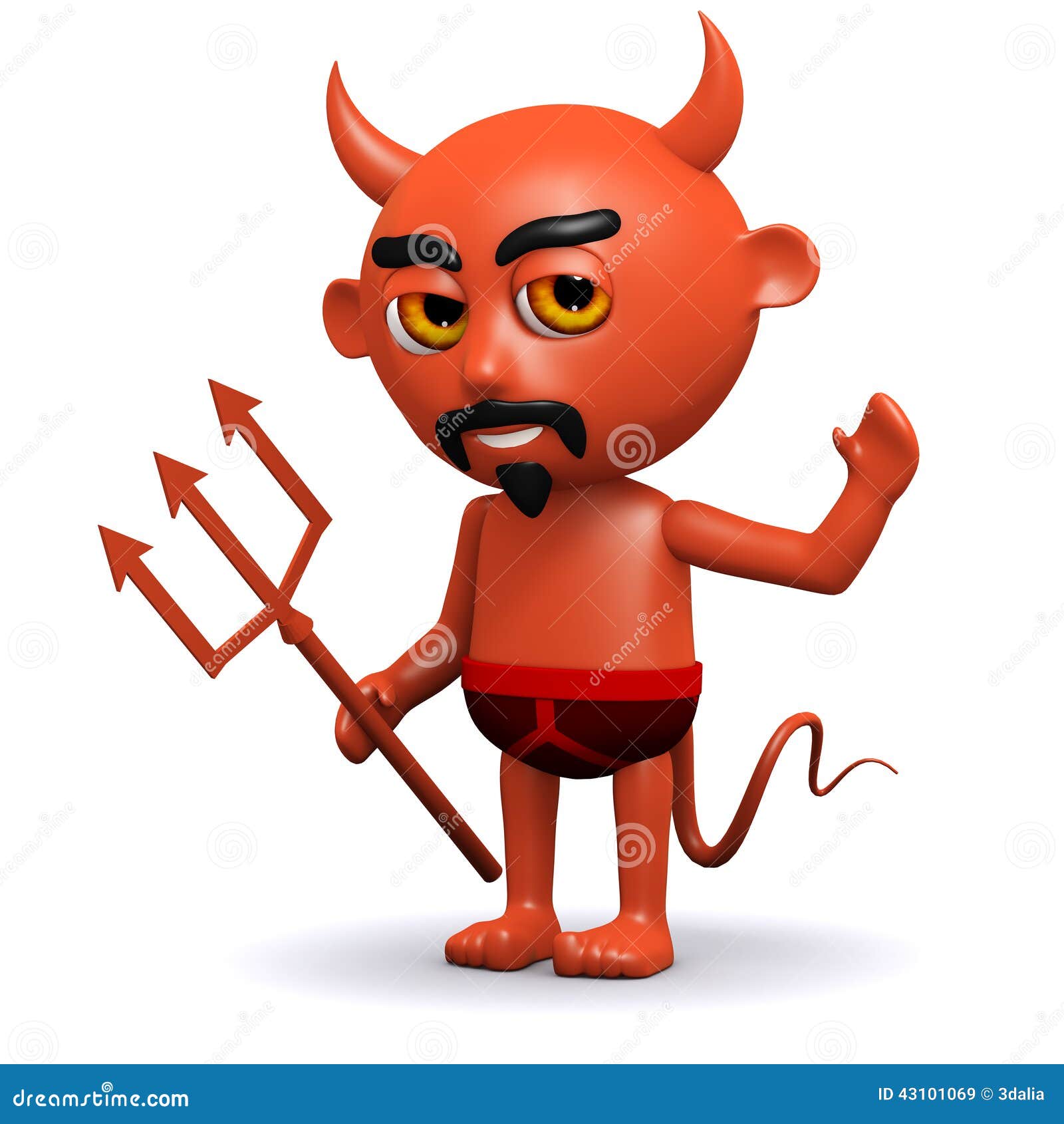 3d Devil waves hello stock illustration. Illustration of naughty - 43101069