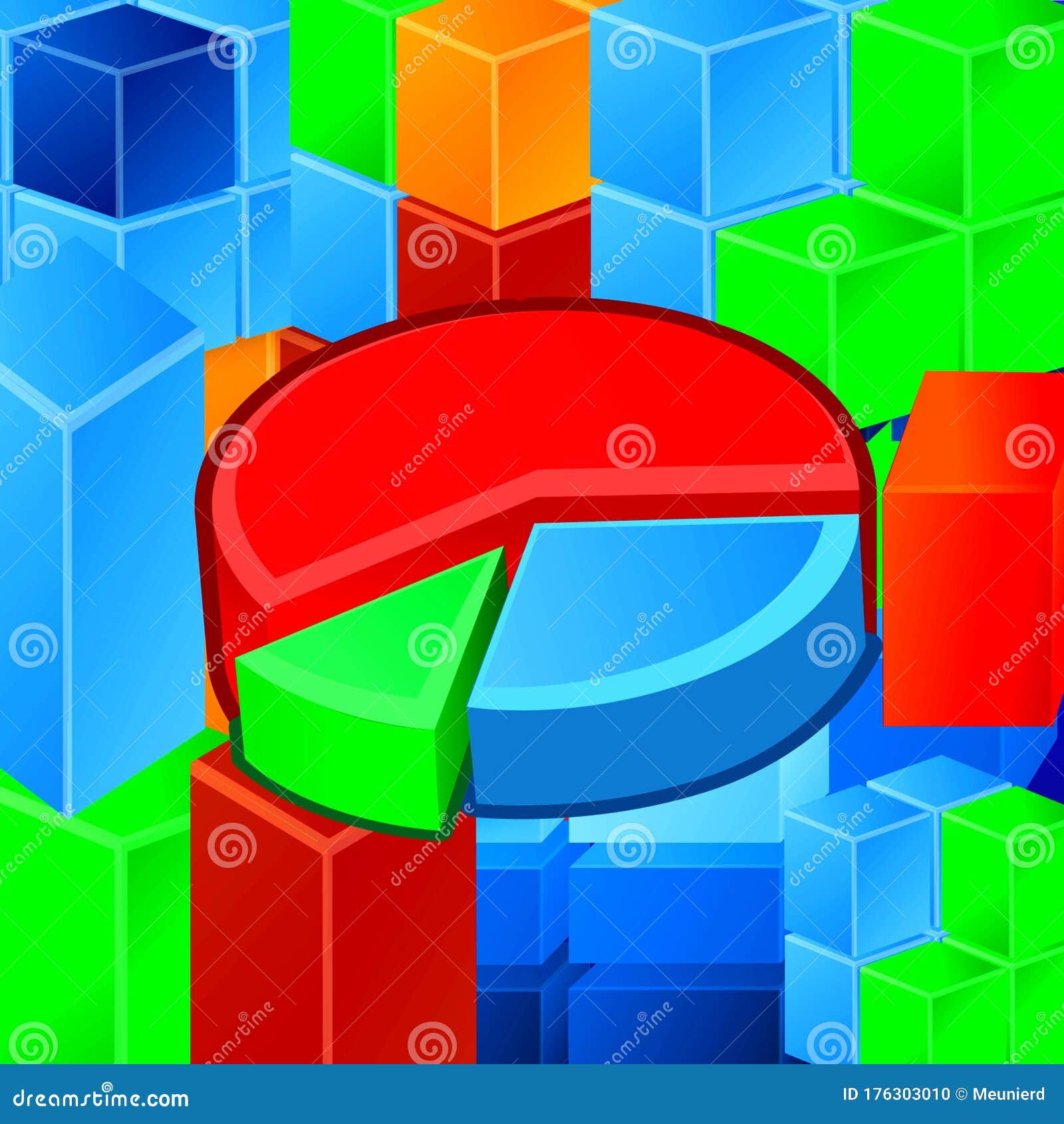 3D Diagram from Cubes and Circle Stock Illustration - Illustration of ...