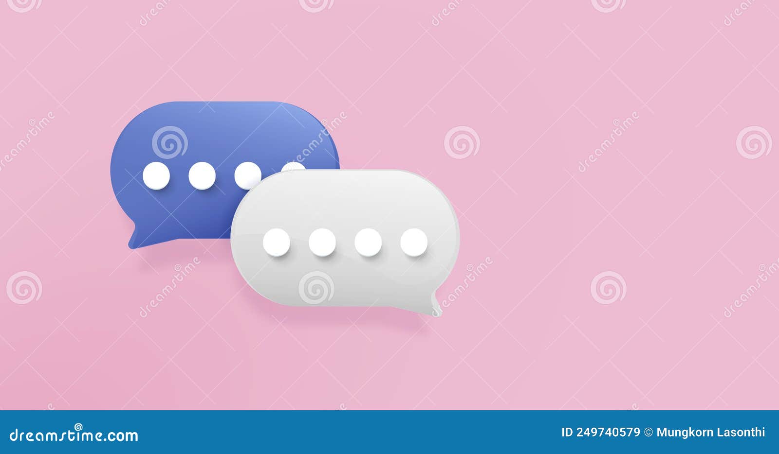 3D Dialog Speech Bubble Icons on Pink Background. Speech, Chat ...