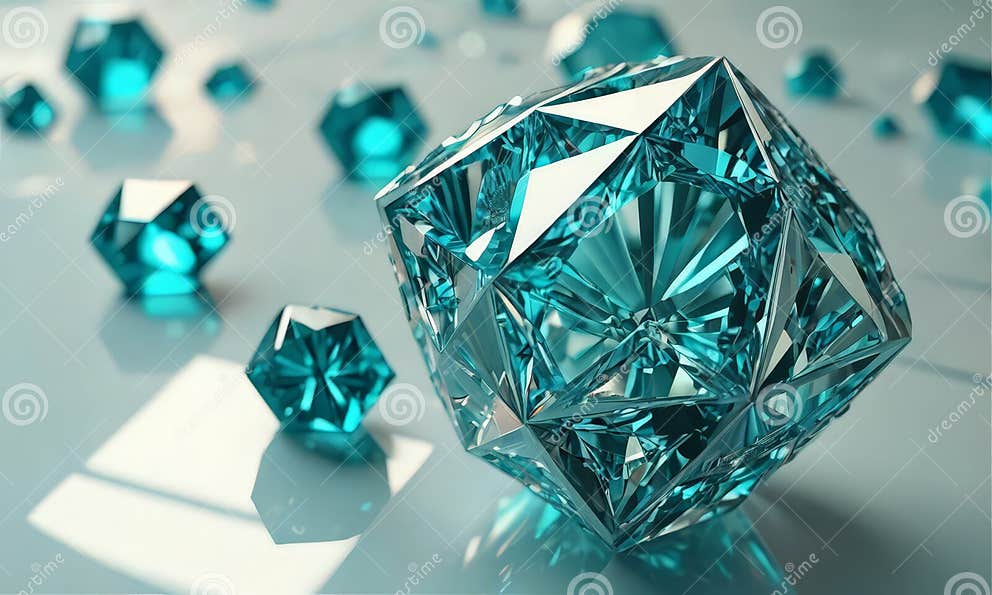 3D Diamond-shaped Object with Triangular Cut and Smooth, Reflective ...