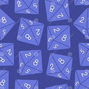 D8 D10 D12 D20 Dice for Board Games Seamless Pattern, RPG Dice Set for ...