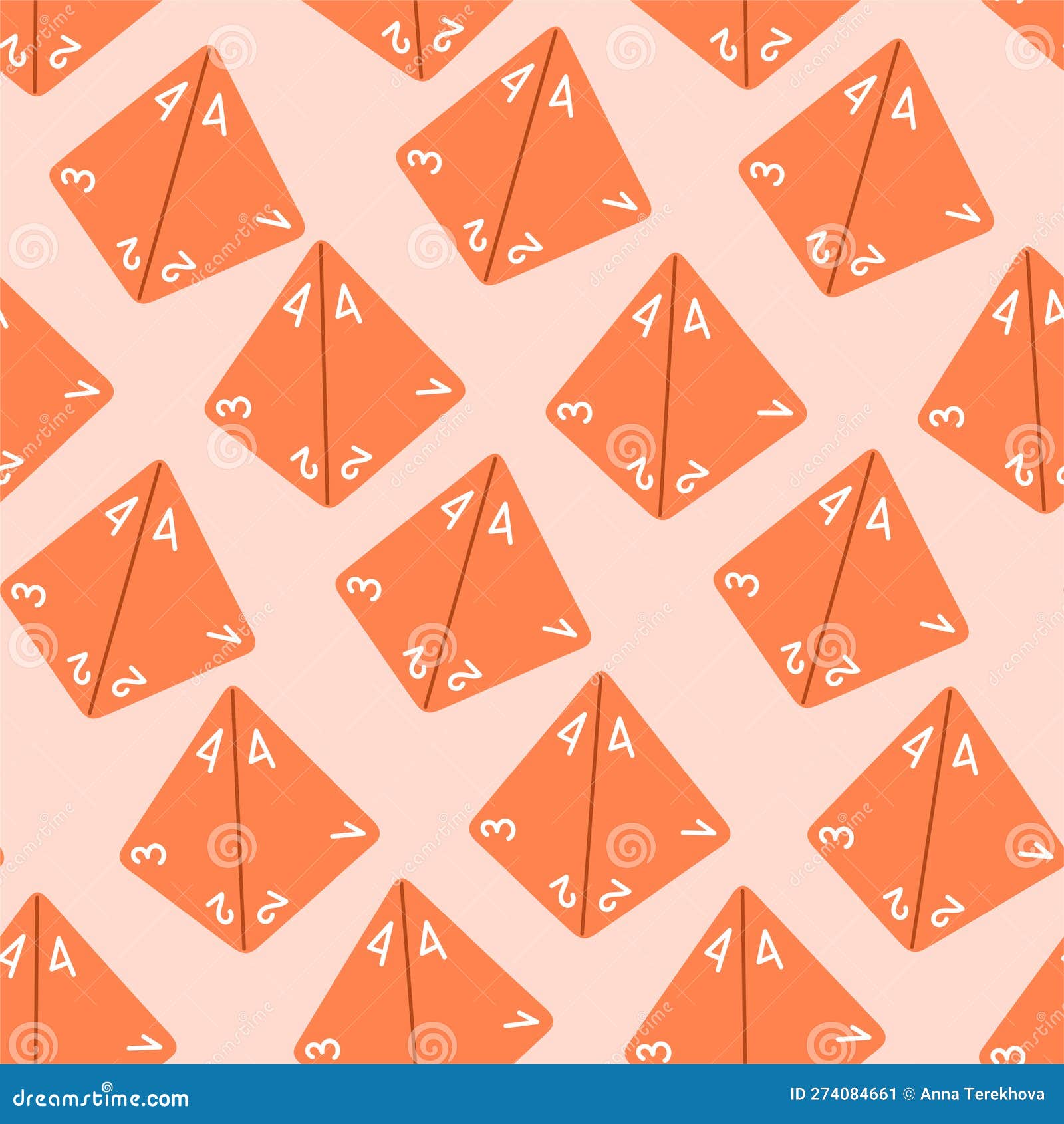 D8 D10 D12 D20 Dice for Board Games Seamless Pattern, RPG Dice Set for ...