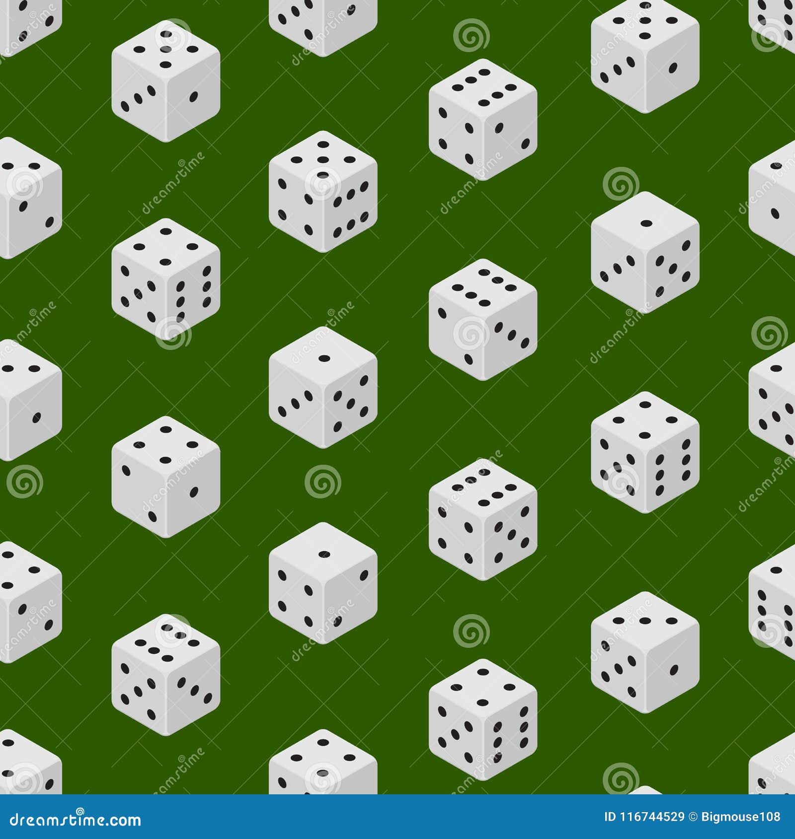 3d Dice Combinations Seamless Pattern Background Isometric View. Vector ...
