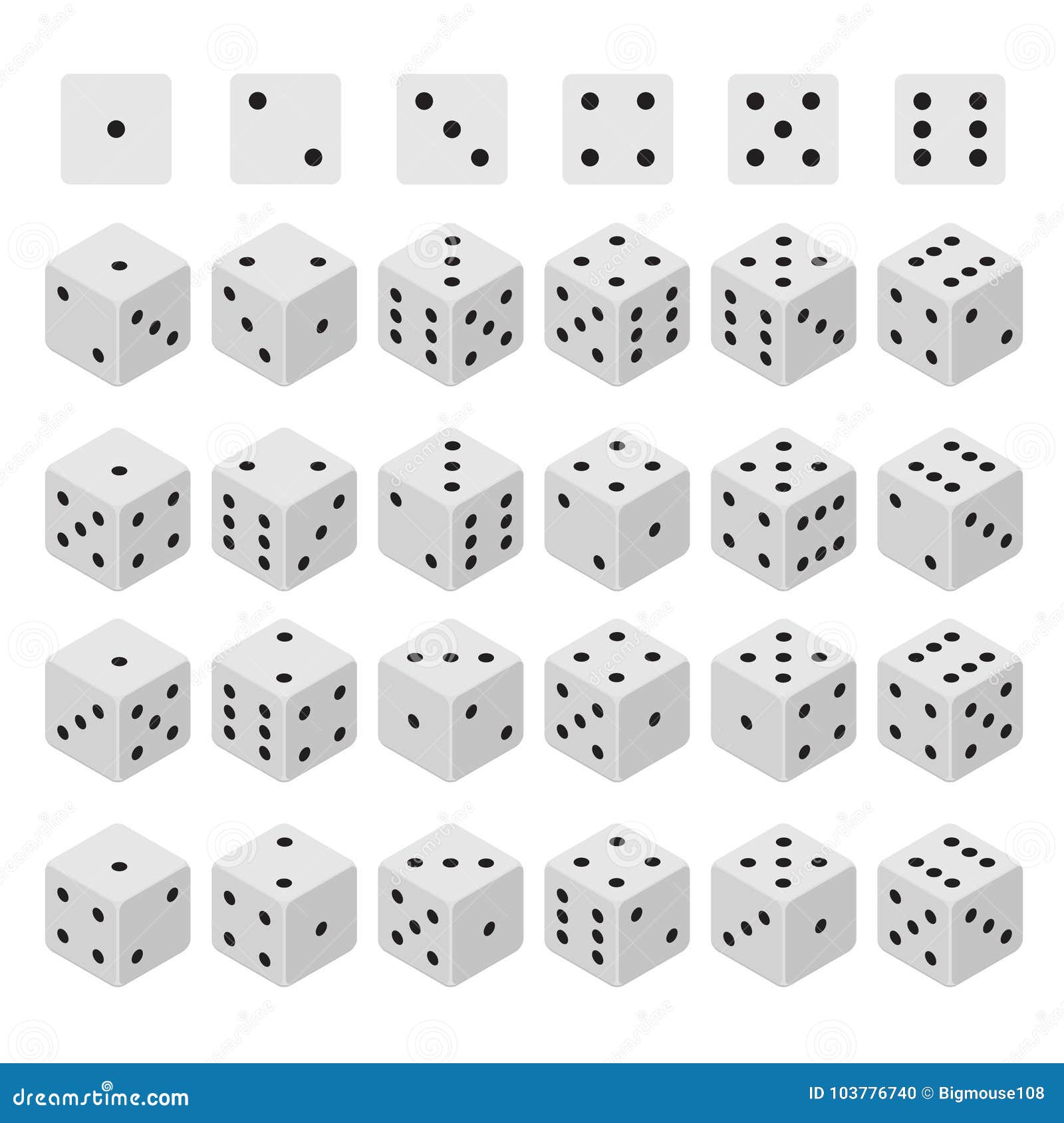 3d Dice Combinations Set Isometric View. Vector Stock Vector ...