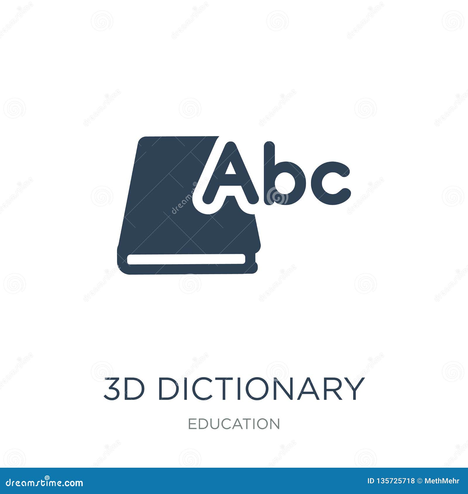 3d Dictionary Icon in Trendy Design Style. 3d Dictionary Icon Isolated ...