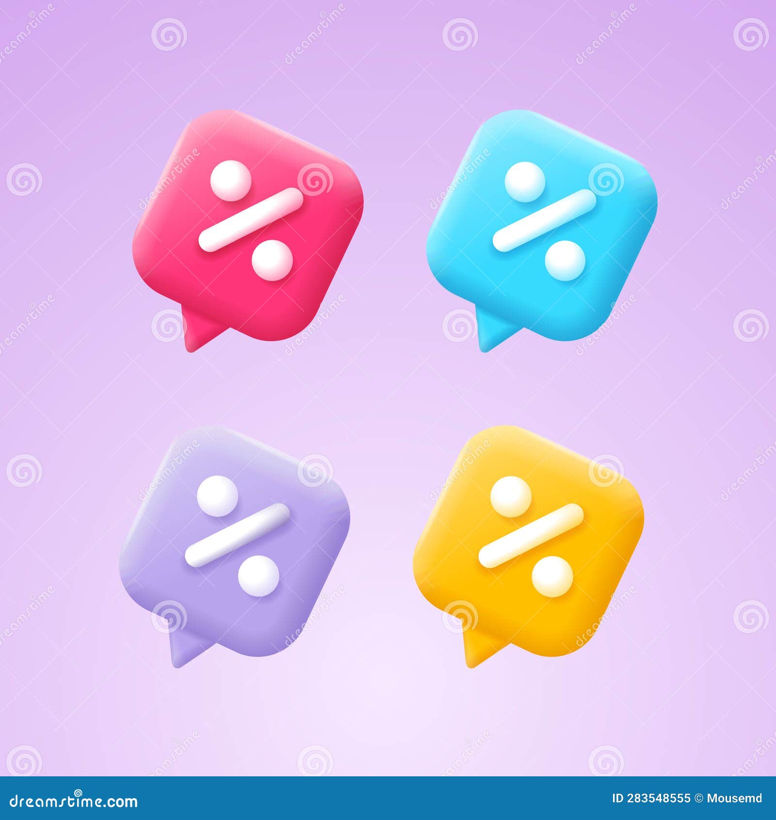 3d Different Color Sale Label Icon Set Cartoon Style Vector Stock