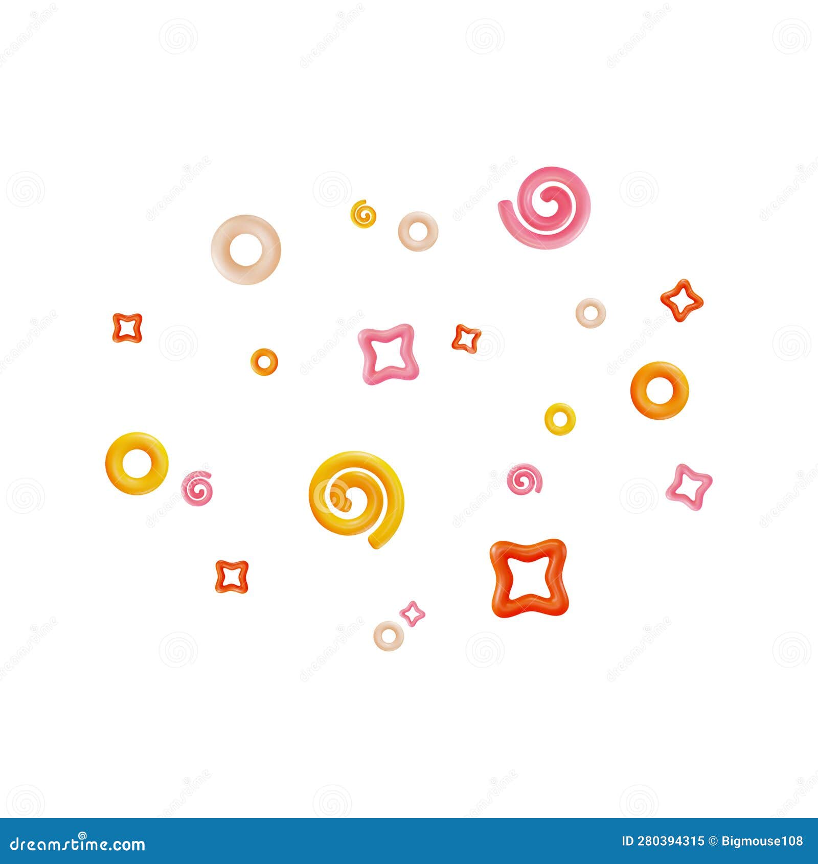 3d Different Decorative Elements Set Concept Cartoon Style. Vector ...