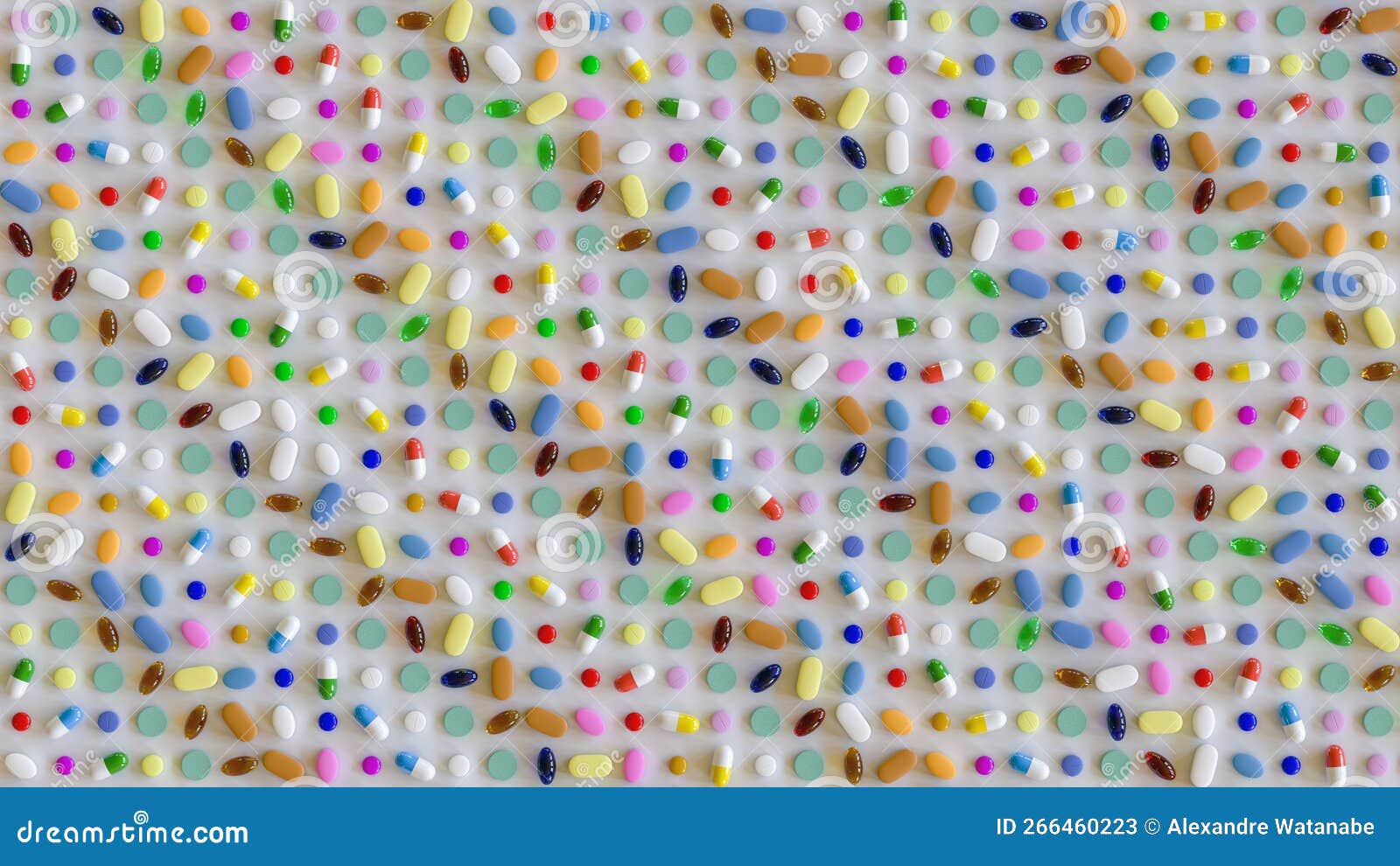 3D Different Random Pills Background Stock Illustration - Illustration ...