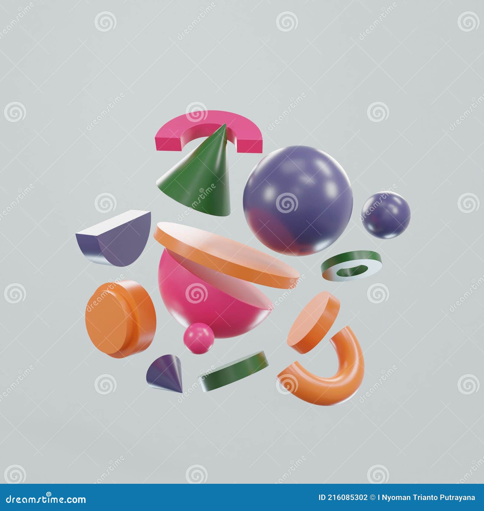 3D Different Shape Floating Background Stock Illustration ...