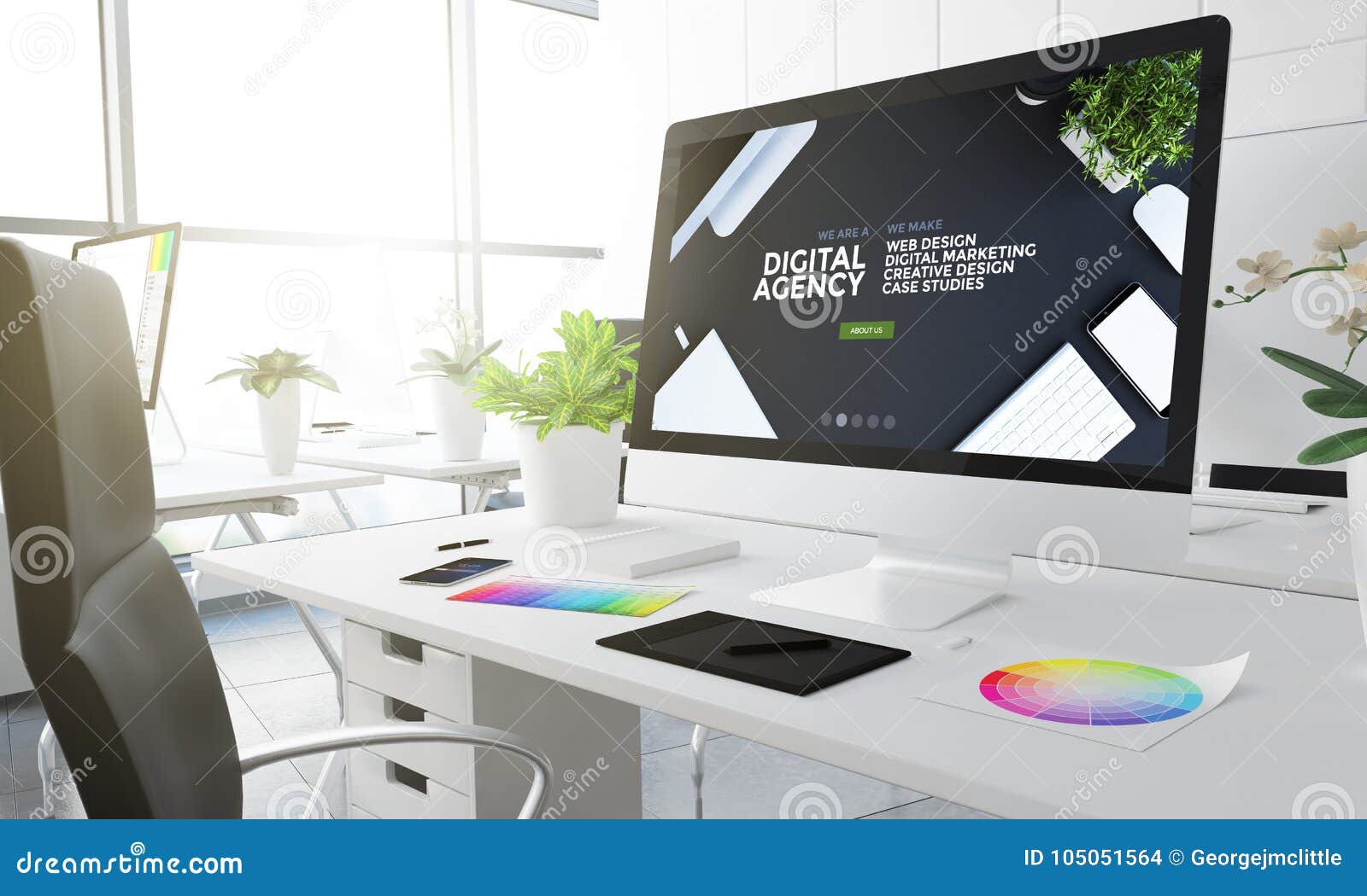 3d Digital Agency Design Studio Stock Illustration - Illustration of ...