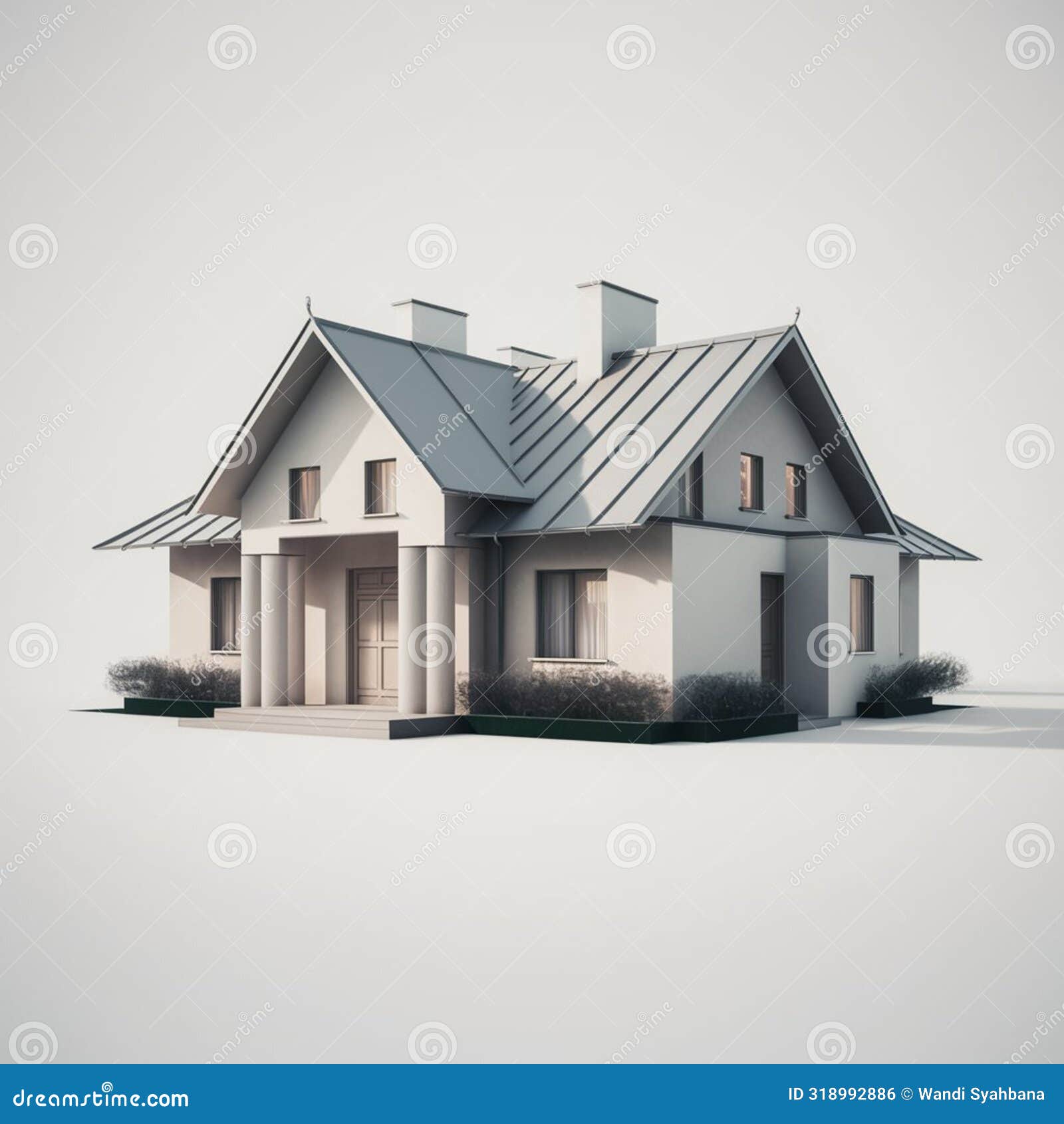 3D Digital Art Image of a Simple House Against a Plain White Background ...
