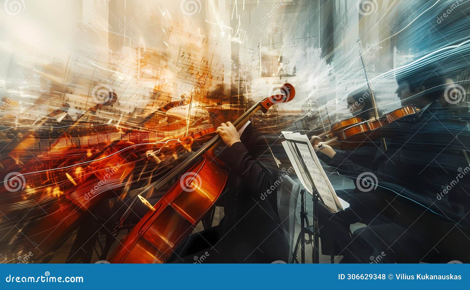 Symphony of Elements: Musical Fusion with Nature and Fire Stock ...