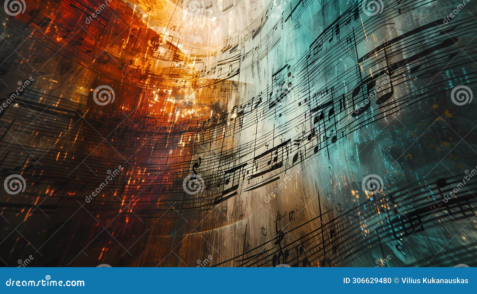 Symphony of Elements: Musical Fusion with Nature and Fire Stock ...