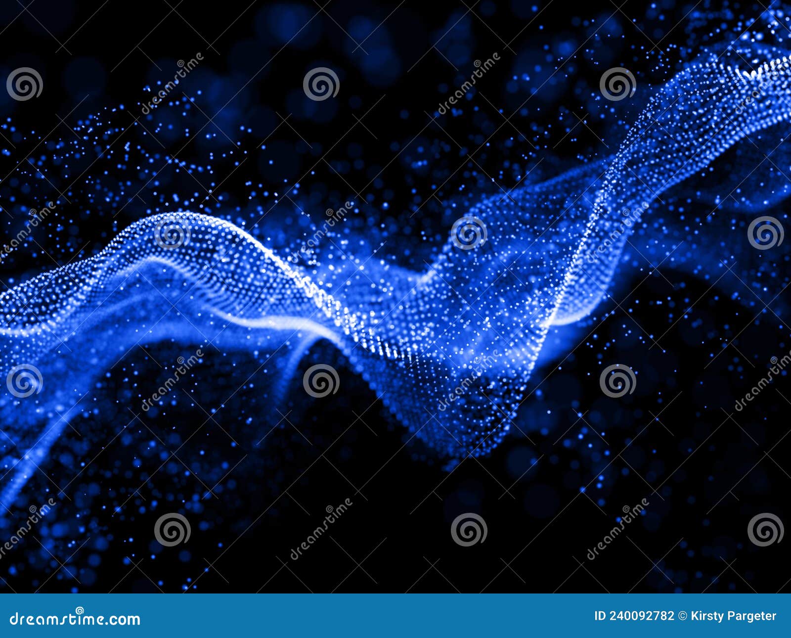 3D Digital Background with Flowing Techno Particles Design Stock ...