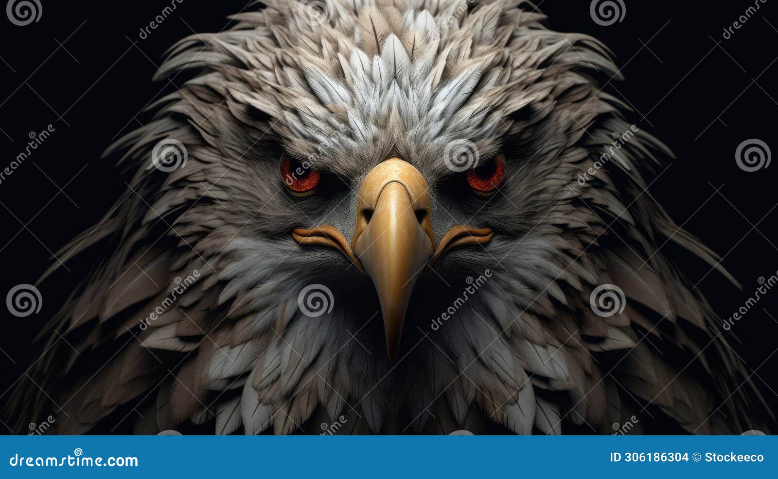 3d Digital Eagle Head with Intense Red Face Stock Illustration ...