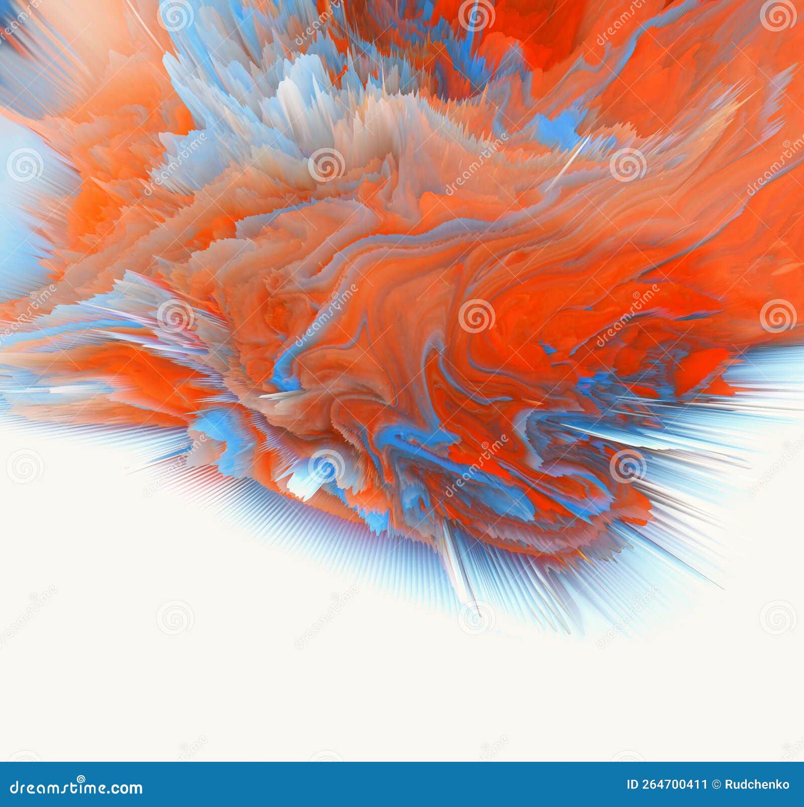3D Digital Illustration. Blue Amd Red Color Blot Splash. Abstract ...