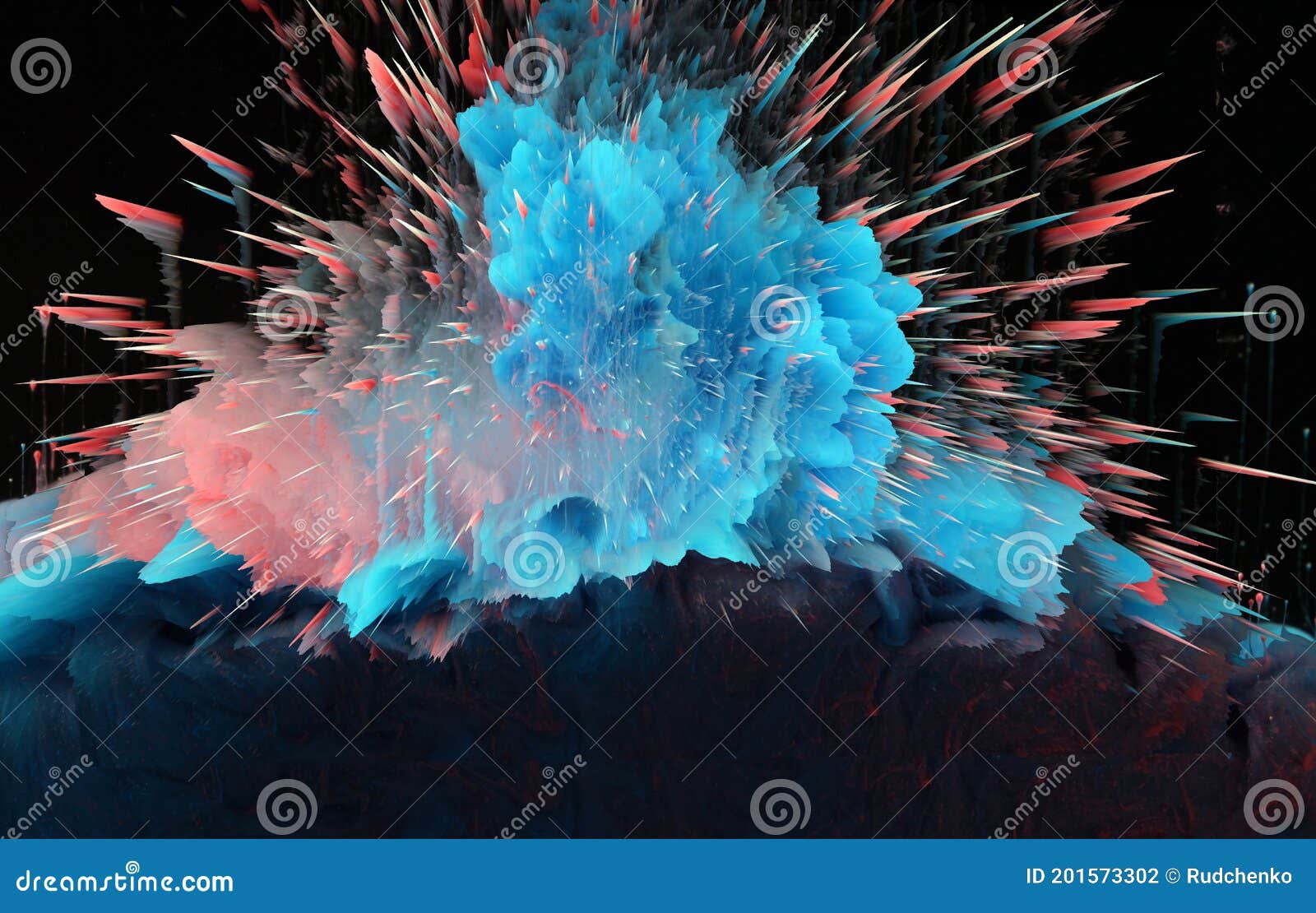 Blue Blot Shaped Aggressive Malignant Bacteria Monster With Sharp Teeth ...